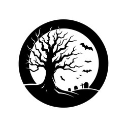 Halloween tree silhouette haunted forest clipart Vector Image