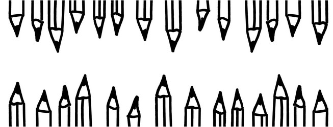 Pencil line pattern cartoon ball pen icon Vector Image