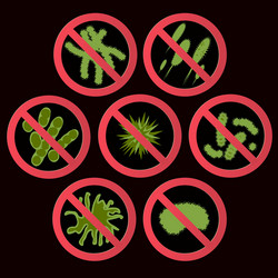 Antibacterial sign with green bacteria Royalty Free Vector