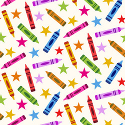 Dancing kawaii colorful crayons seamless pattern Vector Image