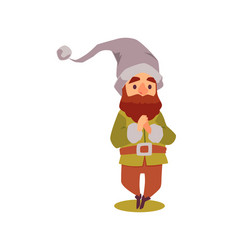Dwarf or gnome with confused amused face Vector Image