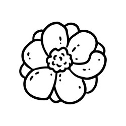 Anemone lineart icon spring flower doodle comic Vector Image