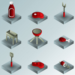 Fast food color gradient isometric icons Vector Image