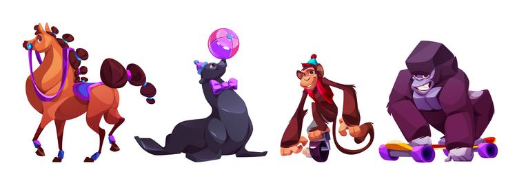 Circus animals during performance Royalty Free Vector Image