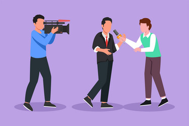Character flat drawing male tv reporter Royalty Free Vector