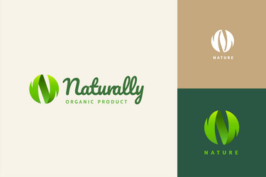 N leaf logo design set Royalty Free Vector Image