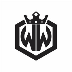 Ww logo monogram circle with piece ribbon style Vector Image