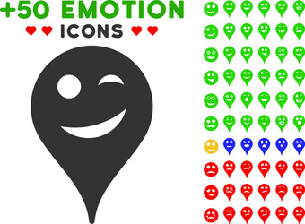 Pity smiley map marker icon with bonus emotion set