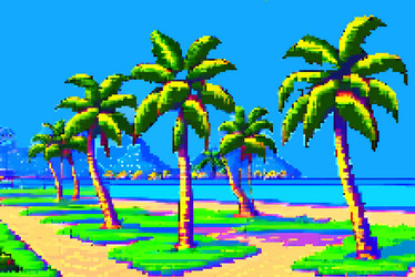 Landscape 8bit pixel art summer natural Royalty Free Vector