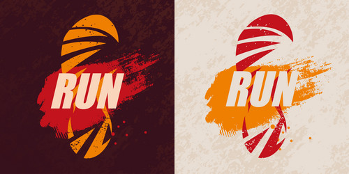 Run symbol in grunge style marathon icon poster Vector Image