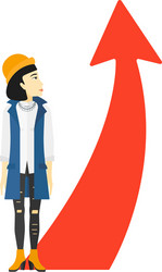 Woman with arrow going up Royalty Free Vector Image