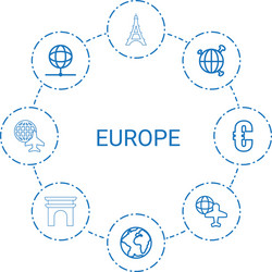 Europe icons Royalty Free Vector Image - VectorStock