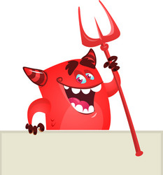 Cartoon image of funny red devil monster Vector Image