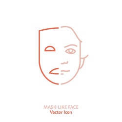 Mask-like face icon mental health issue thin Vector Image