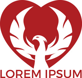 Phoenix heart logo design Royalty Free Vector Image