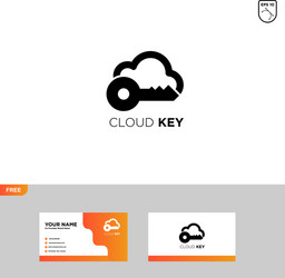 Cloud key logo design free business card template Vector Image