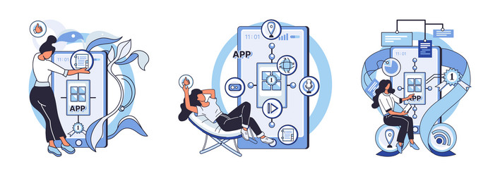 Application testing metaphor app test Royalty Free Vector