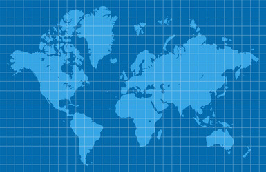 World map with coordinate grid Royalty Free Vector Image