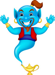Friendly genie cartoon Royalty Free Vector Image