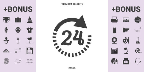 Open around clock icon opening hours symbol Vector Image