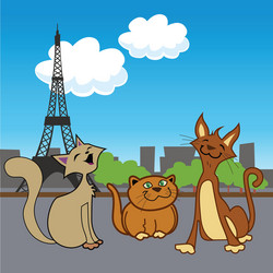 Cute cartoon french cat with baguette Royalty Free Vector