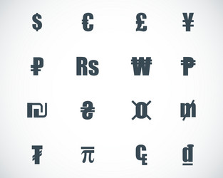 Black currency symbols set Royalty Free Vector Image