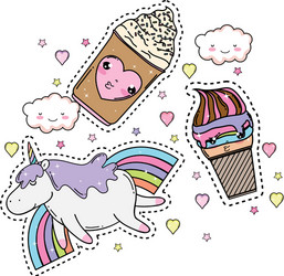 Cute unicorn kawaii character Royalty Free Vector Image