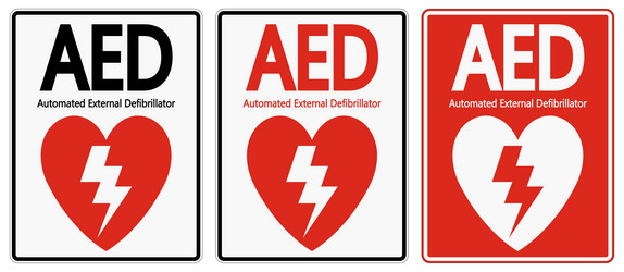 Symbol aed sign label on transparent background Vector Image