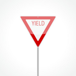 Realistic yield symbol upside down triangle road Vector Image
