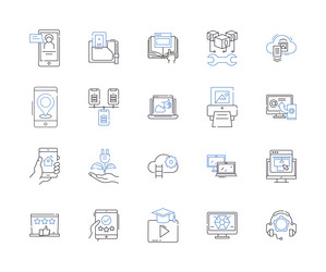 Data privacy outline icons collection Royalty Free Vector