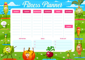 Kids weekly planner with cute monster cartoon Vector Image