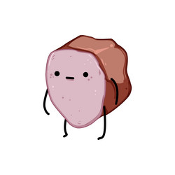 Face meat character cartoon Royalty Free Vector Image