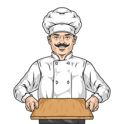 Muscular man chef sticker monochrome Royalty Free Vector