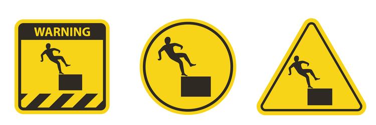 Beware high level drop symbol sign isolate Vector Image