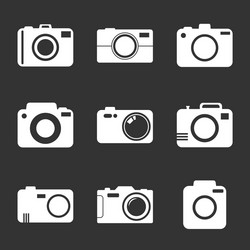 Blue camera icons - app on different Royalty Free Vector