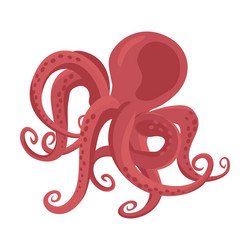 Red octopus cartoon flat Royalty Free Vector Image