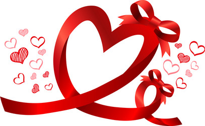 Gold heart-shaped ribbon frame Royalty Free Vector Image