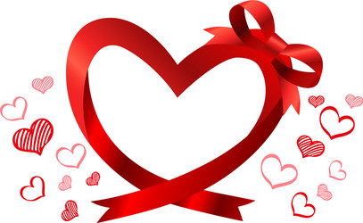 Heart-shaped ribbon frame set Royalty Free Vector Image