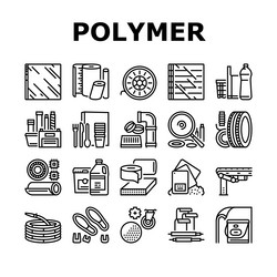 Polymer material industry goods icons set Vector Image