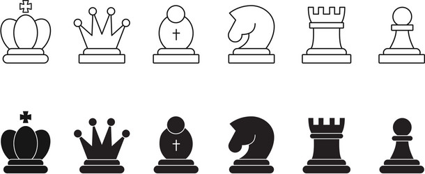 Named chess piece icons set Royalty Free Vector Image