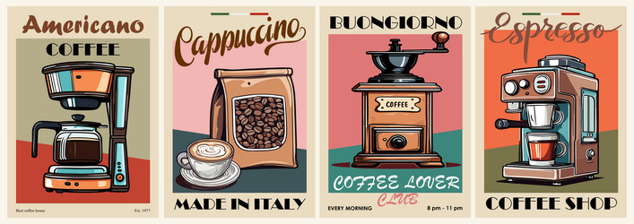 Good morning in italian retro poster art Vector Image
