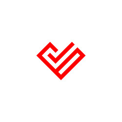 Letter r j heart square geometric symbol simple Vector Image