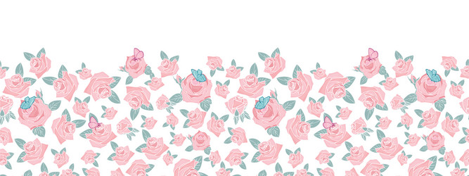 Pink rose morden flower leaf horizontal border Vector Image