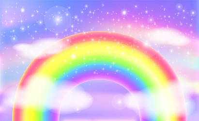 Fantasy rainbow magic pink sky in sparkling stars Vector Image