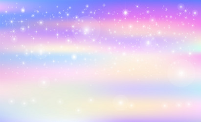 Fantasy rainbow magic pink sky in sparkling stars Vector Image