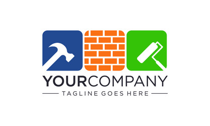 Pixel wall corner logo element for construction Vector Image