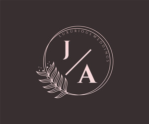 Ja initials letter wedding monogram logos Vector Image