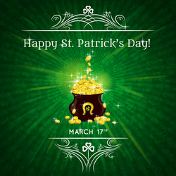 Card for st patricks day with pot with gold Vector Image