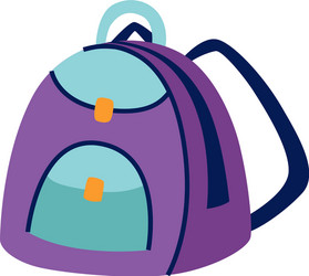 Cartoon purple school backpack holding pencil Vector Image