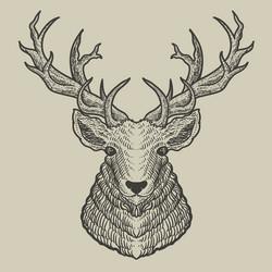 Deer head tribal style with antique engraving Vector Image